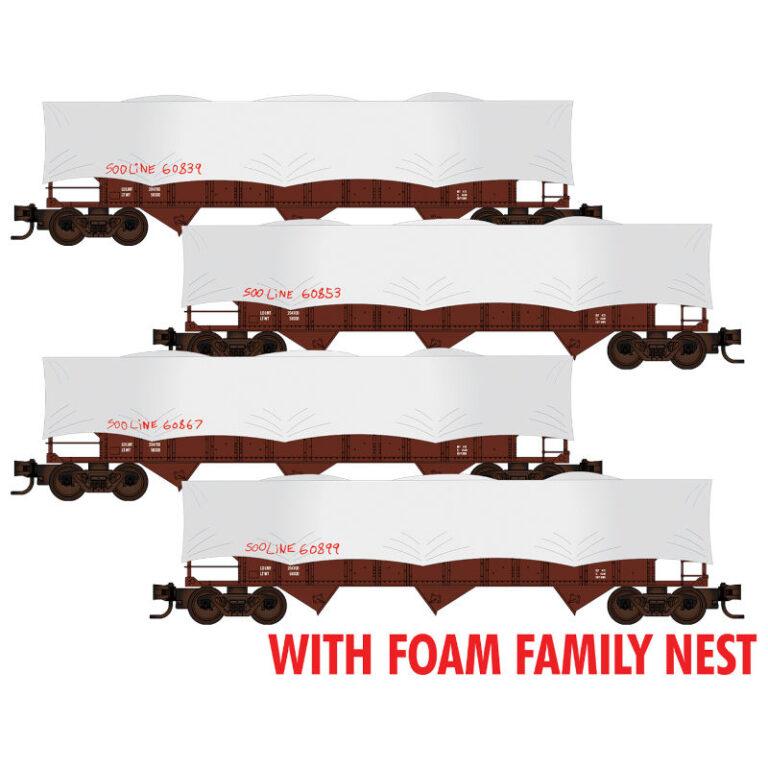 CP Rail/ex SOO MOW Hoppers with Tarps 4-pack – Foam Nest – TexNrails.com